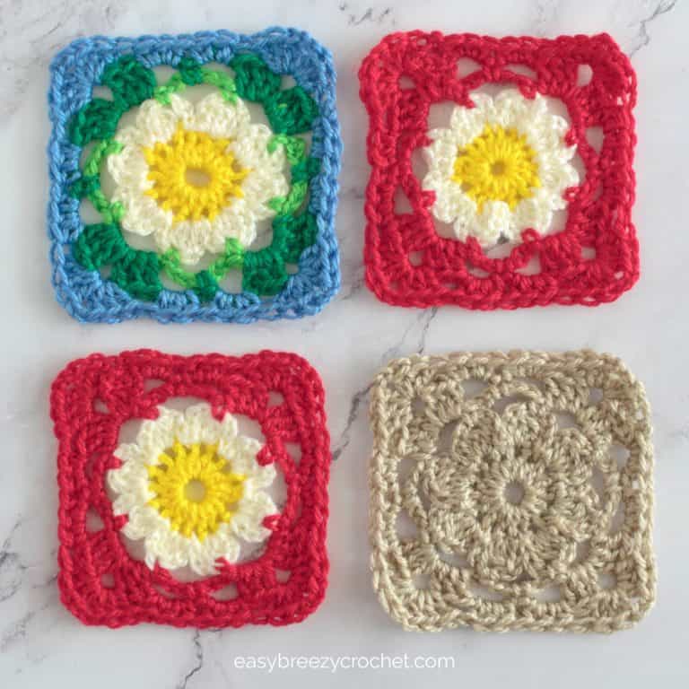 Crochet Flower Granny Square Patterns | Easy Breezy Crochet