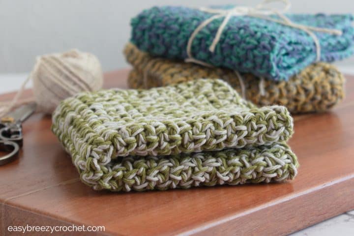 Moss Stitch Crochet Dishcloth | Easy Breezy Crochet