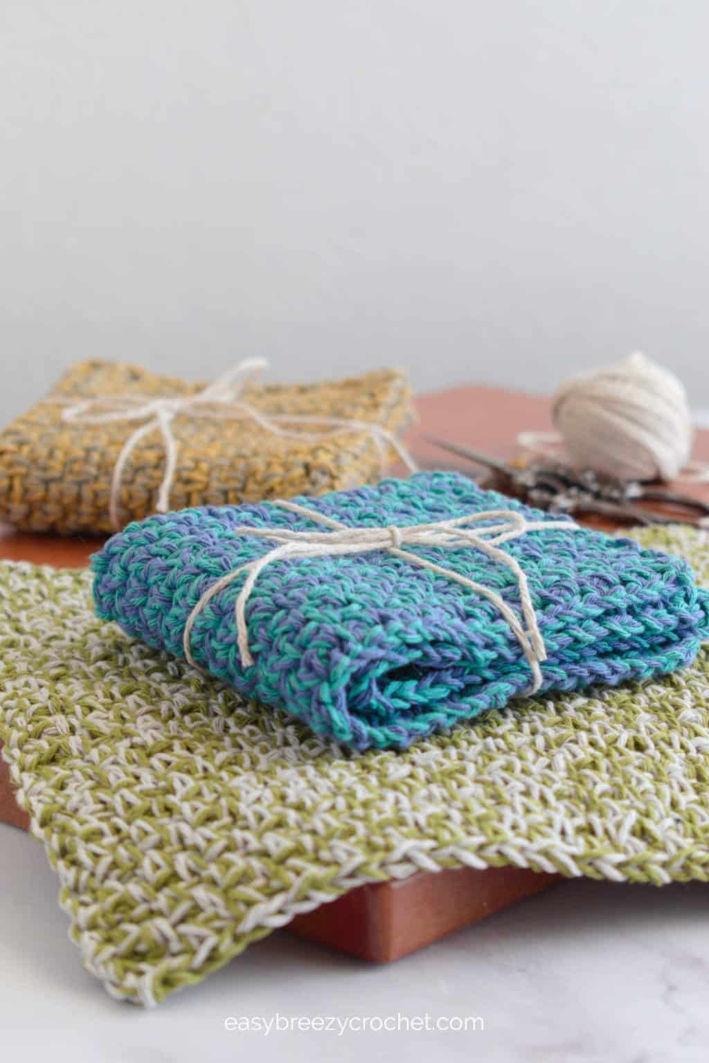 Moss Stitch Crochet Dishcloth | Easy Breezy Crochet
