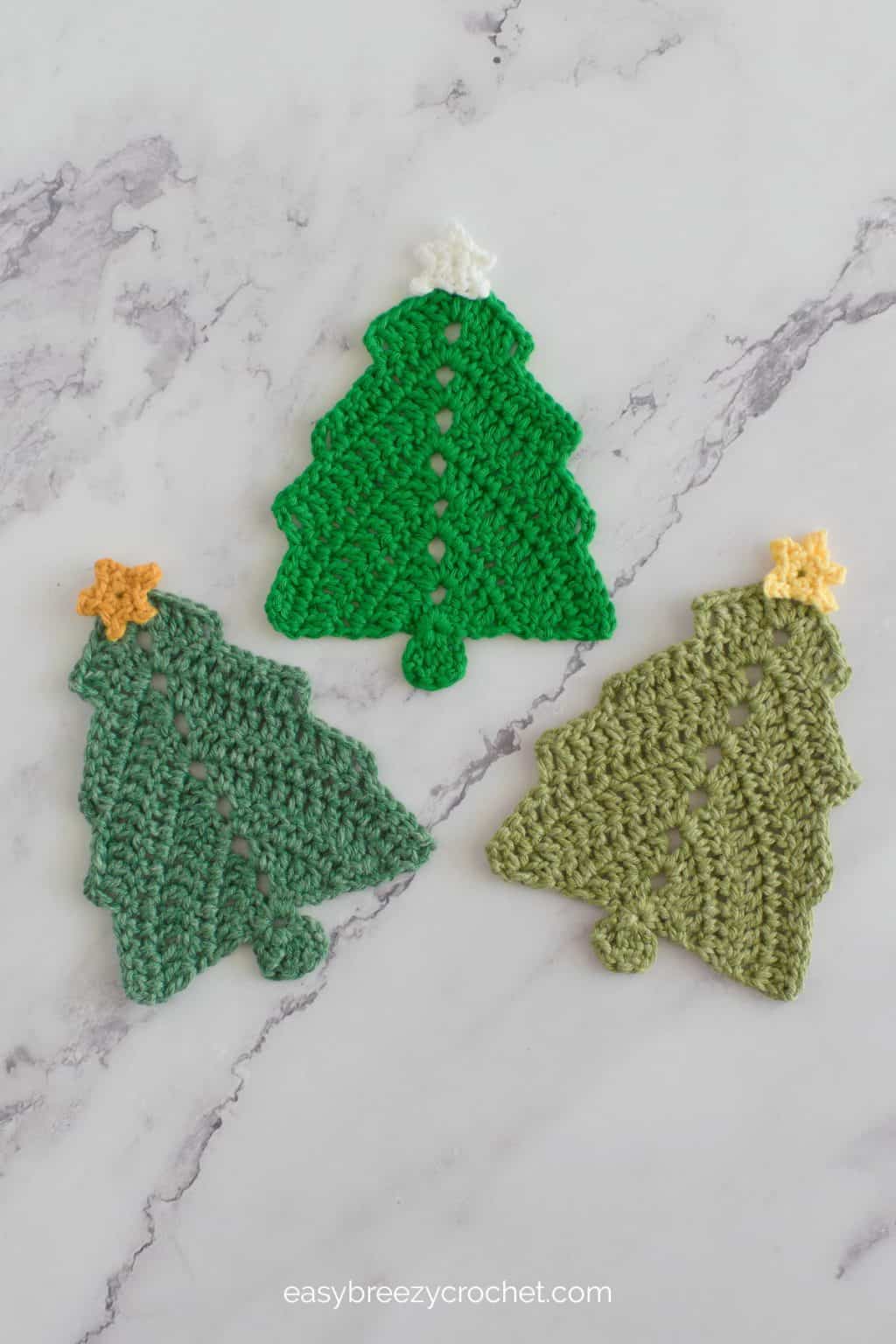 Crochet Christmas Tree Coasters | Easy Breezy Crochet