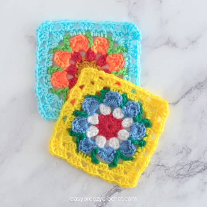 Crochet Flower Granny Square Patterns | Easy Breezy Crochet