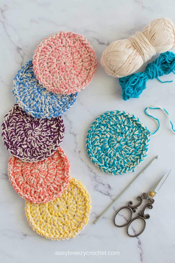 Round Double Crochet Coaster Pattern And Basket | Easy Breezy Crochet