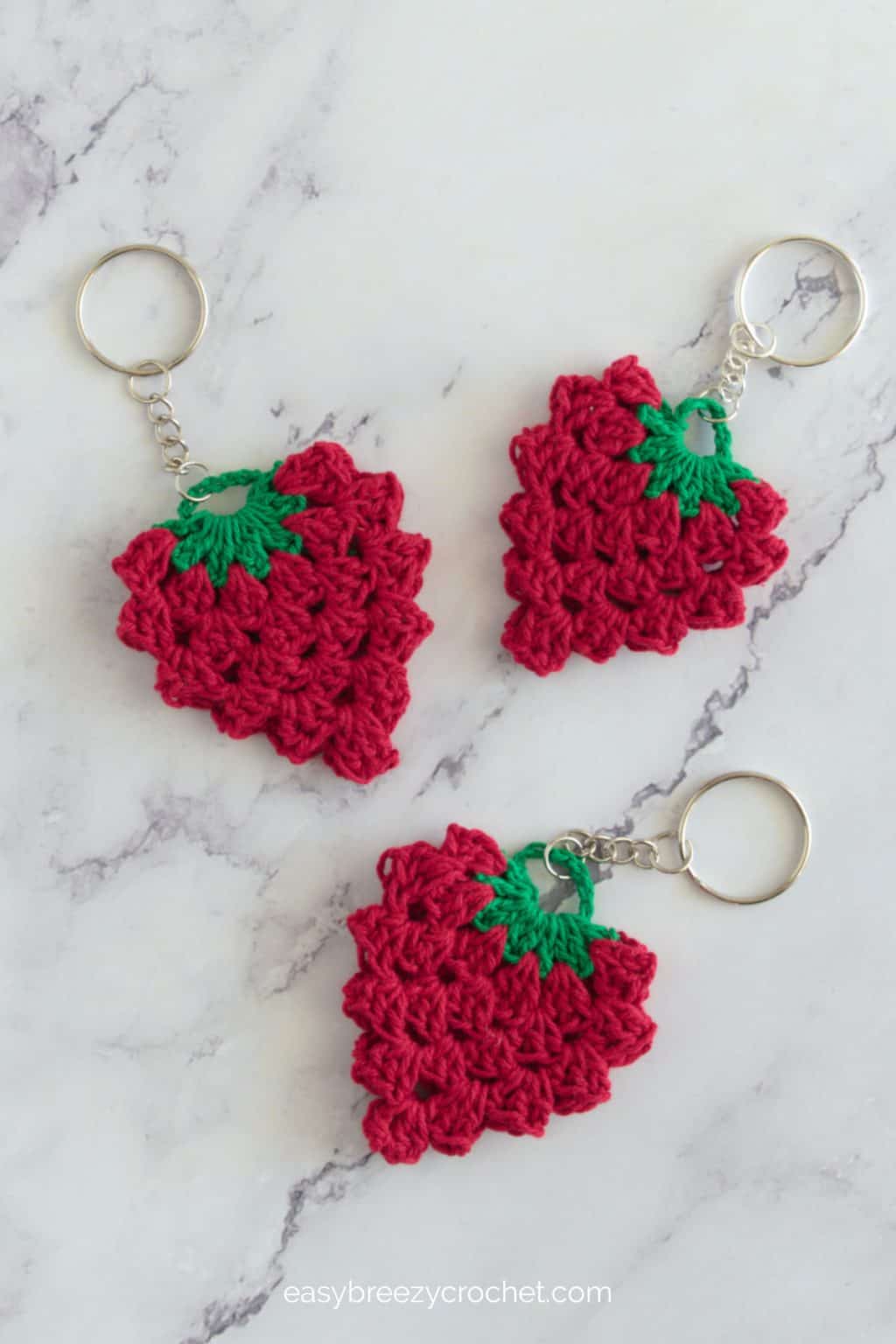 Easy Crochet Strawberry Keychain Pattern | Easy Breezy Crochet