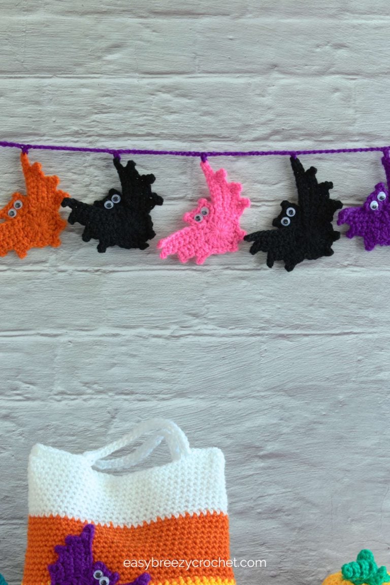 Bat Crochet Halloween Garland | Easy Breezy Crochet