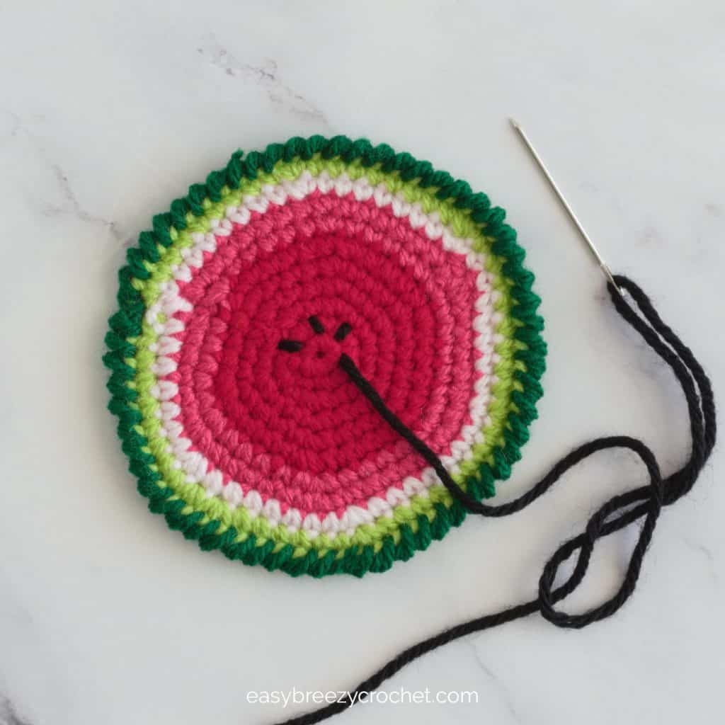 Watermelon Crochet Coaster Pattern | Easy Breezy Crochet
