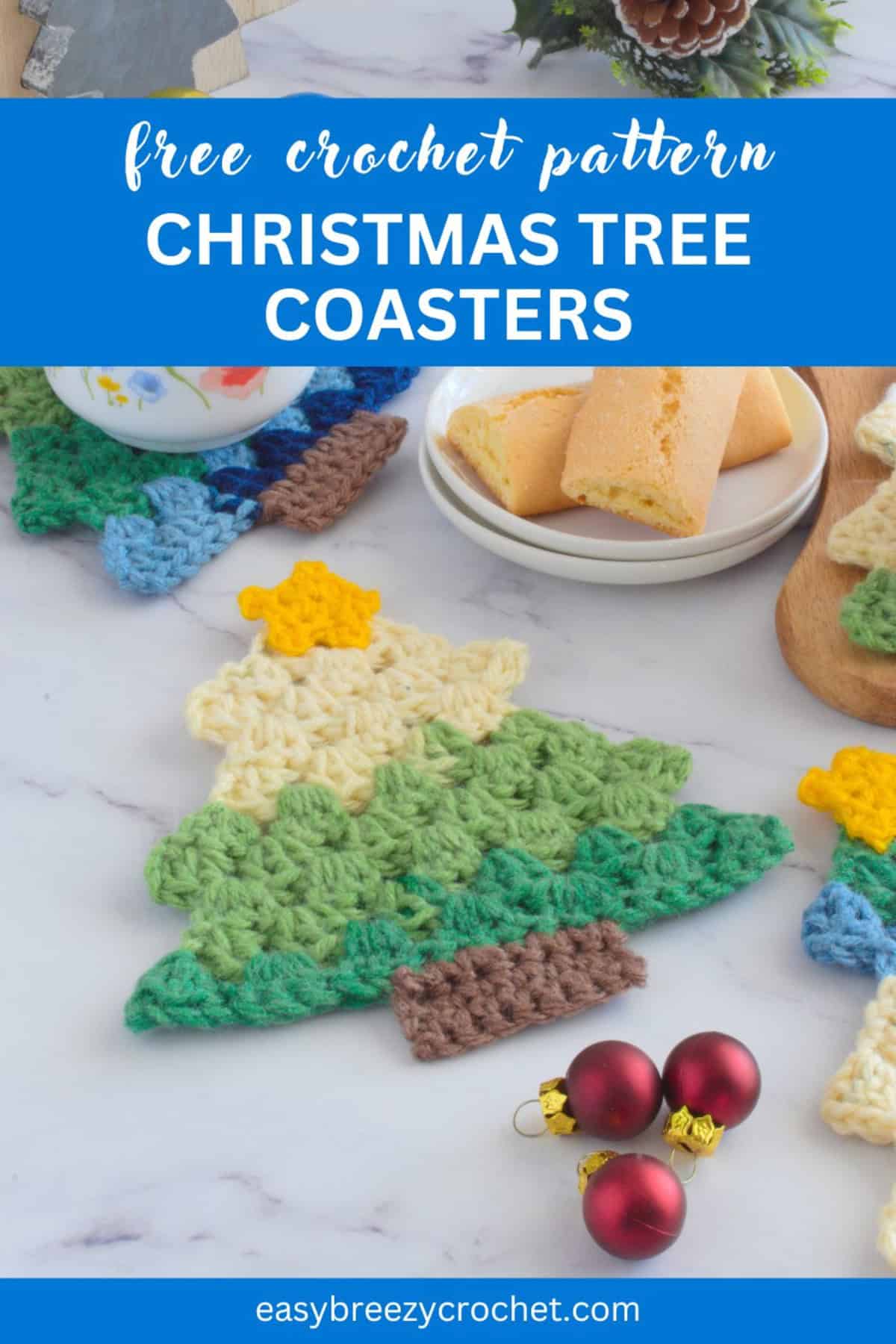 Granny Stitch Crochet Christmas Tree Coaster Pattern | Easy Breezy Crochet