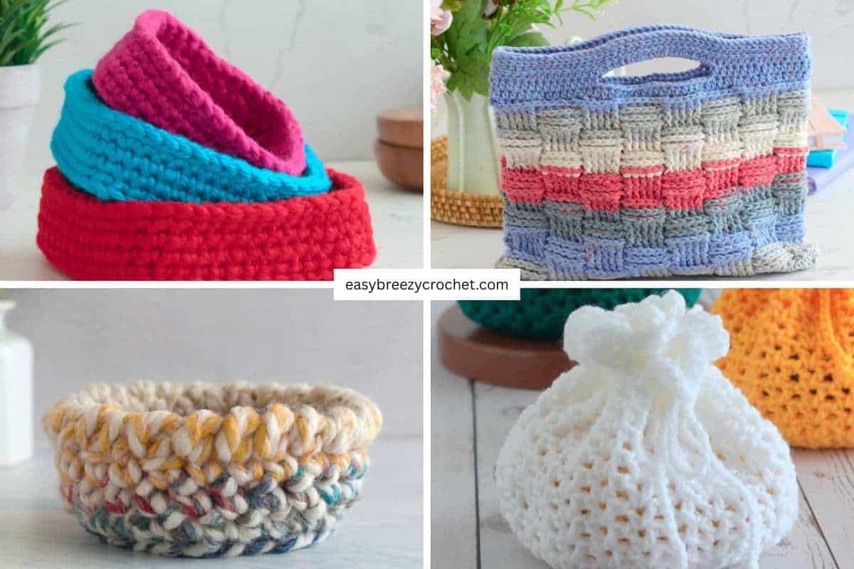 Crochet Storage Ideas - Small Baskets, Gift Bags & Cute Organizers ...